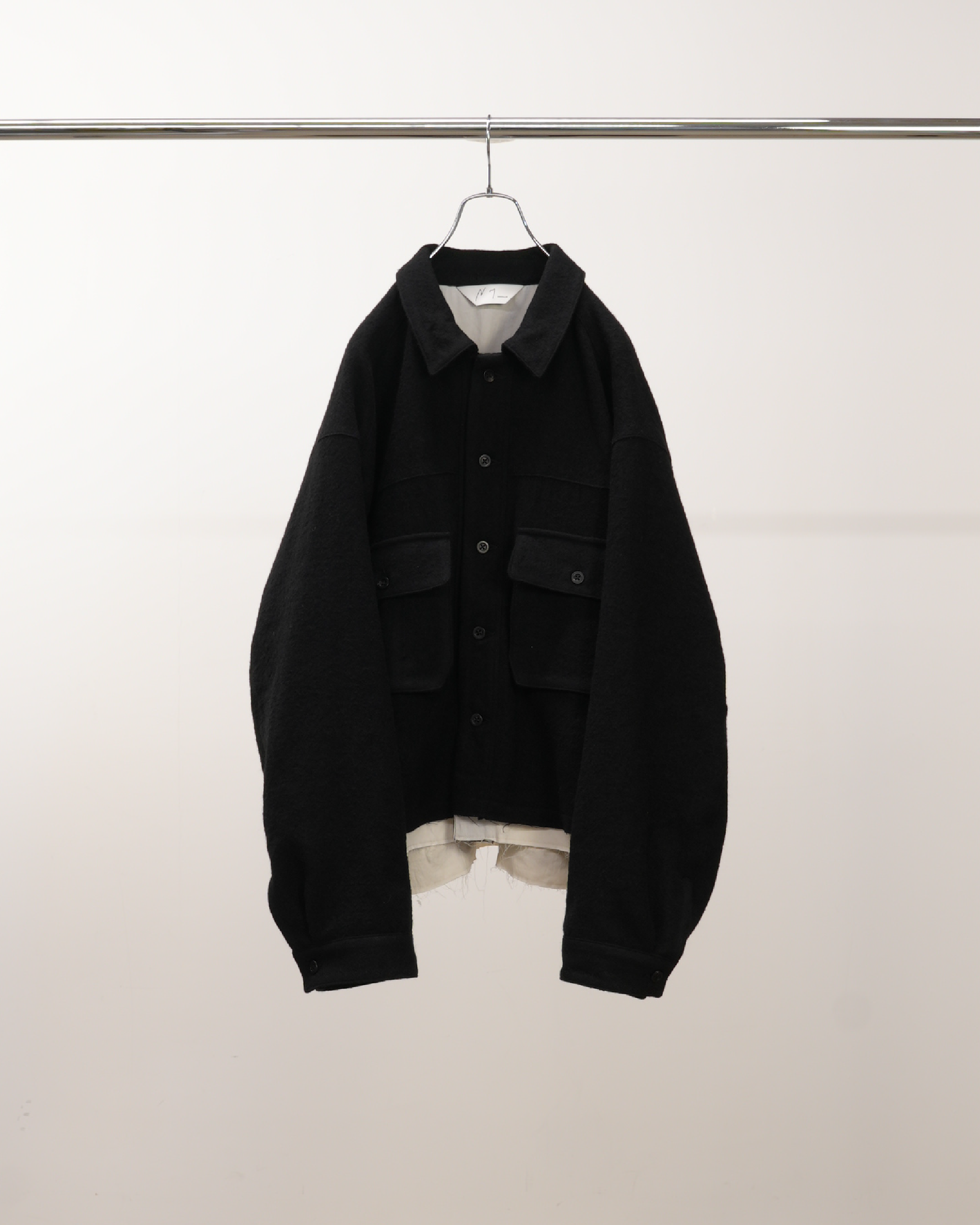 SHRINK WOOL LAYERING JACKET(BLACK) – ANCELLM